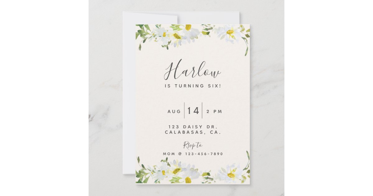 daisy invite, wildflower birthday, floral invite | Zazzle