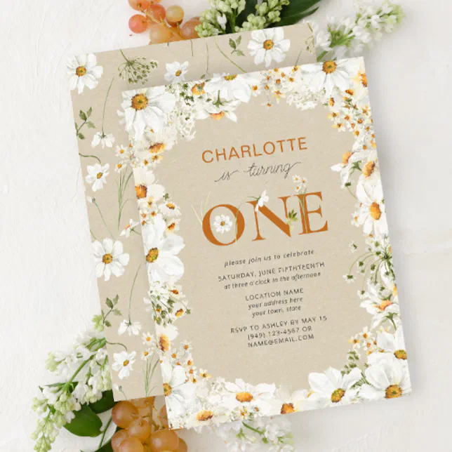 Daisy Is Turning One Terracotta 1st Birthday Invitation | Zazzle