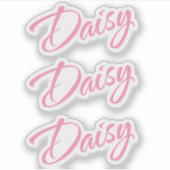 Daisy name pink cursive font x3 sticker | Zazzle