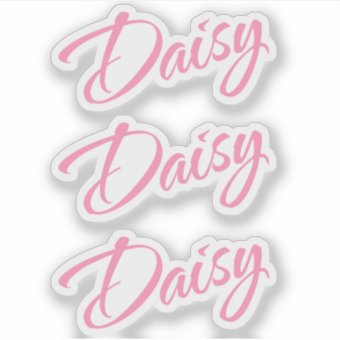 Daisy name pink cursive font x3 sticker | Zazzle
