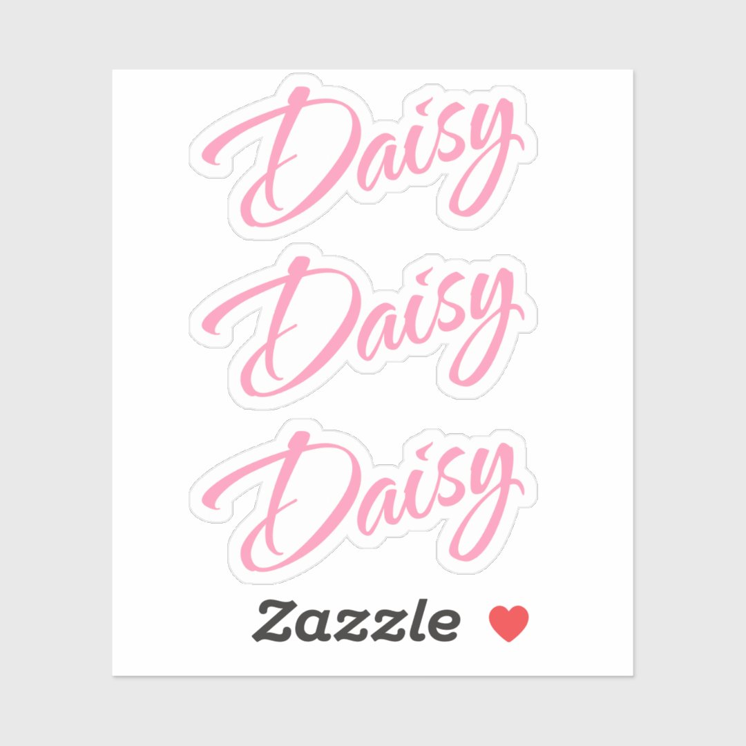 Daisy name pink cursive font x3 sticker | Zazzle