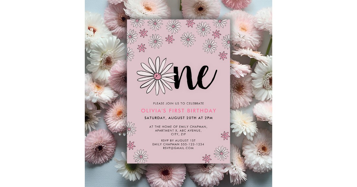 Daisy One Floral 1st Birthday Invitation | Zazzle