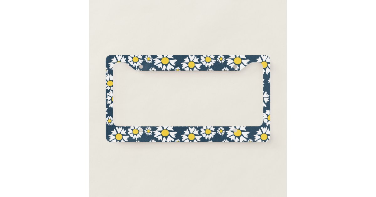 Daisy Pattern, Floral Pattern, White Daisies License Plate Frame | Zazzle