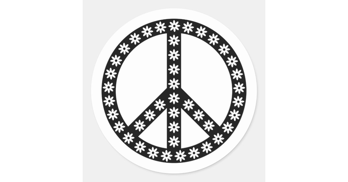 Daisy Peace Symbol Classic Round Sticker | Zazzle