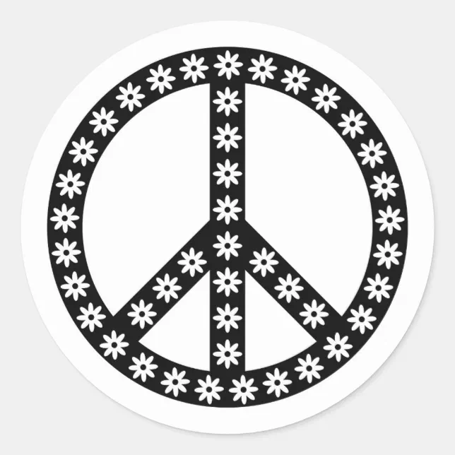 Daisy Peace Symbol Classic Round Sticker | Zazzle