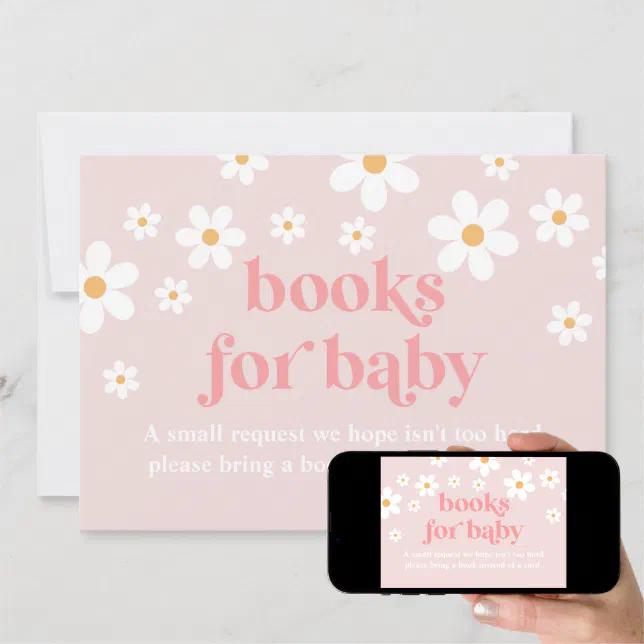 Daisy Pink Retro Baby Shower Books for Baby card | Zazzle