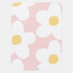 Daisy pink yellow photo baby girl wonderful baby blanket | Zazzle