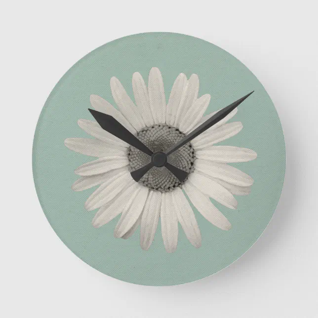 Daisy Pop of Color Seafoam Green Round Clock | Zazzle