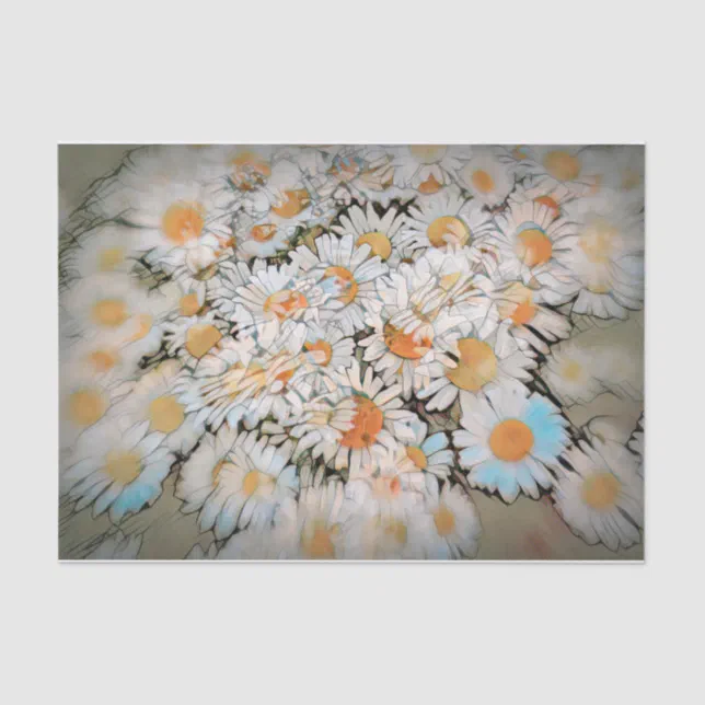Daisy Print White Flower Art Decoupage Tissue Paper | Zazzle