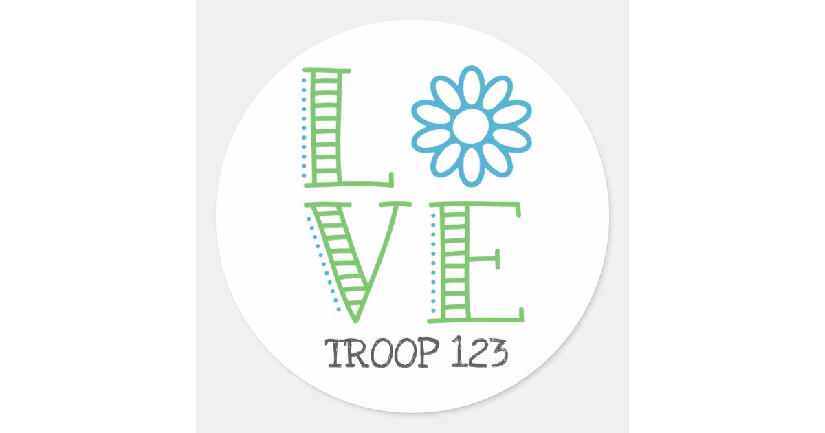 Daisy Scout Love Troop Number Classic Round Sticker | Zazzle