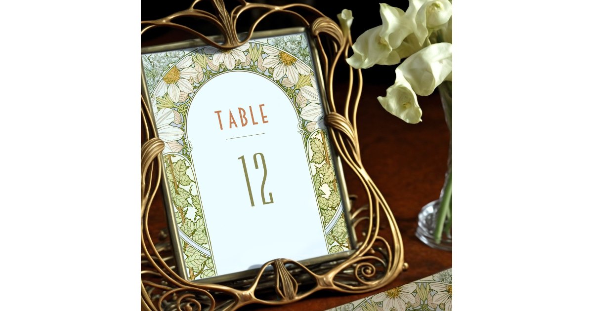 Daisy Table Numbers Vintage Art Nouveau Wedding | Zazzle
