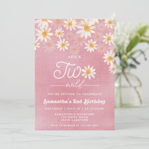 Daisy Two Wild 2nd Birthday Invitation | Zazzle