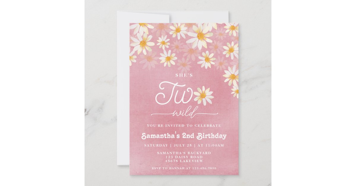 Daisy Two Wild 2nd Birthday Invitation | Zazzle