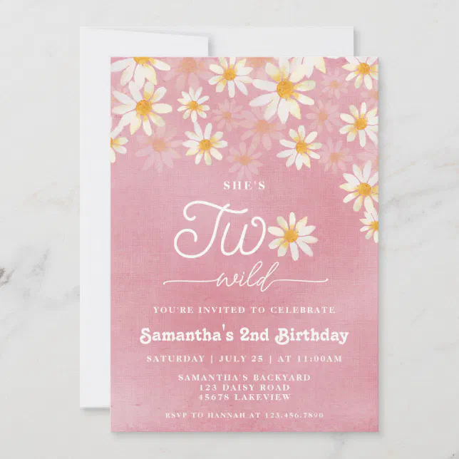 Daisy Two Wild 2nd Birthday Invitation | Zazzle