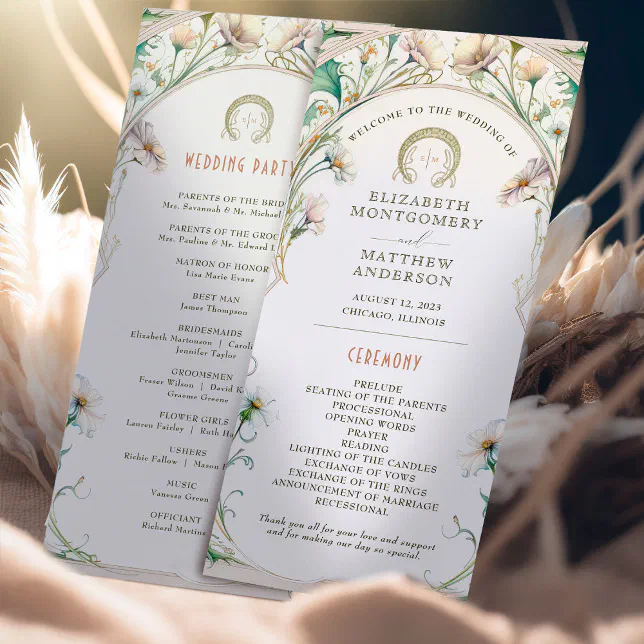 Daisy Wedding Program Art Nouveau by Mucha | Zazzle