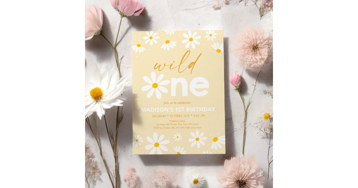 Daisy Wild One First Birthday Invitation | Zazzle