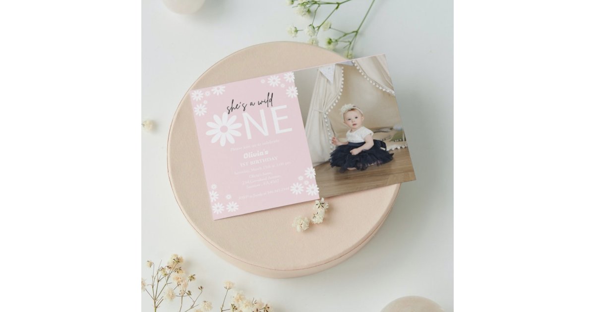 Daisy wild one party bohemian first birthday invi invitation | Zazzle