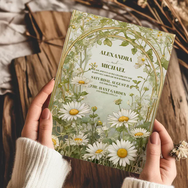 Daisy Wildflowers modern Wedding Invitation | Zazzle