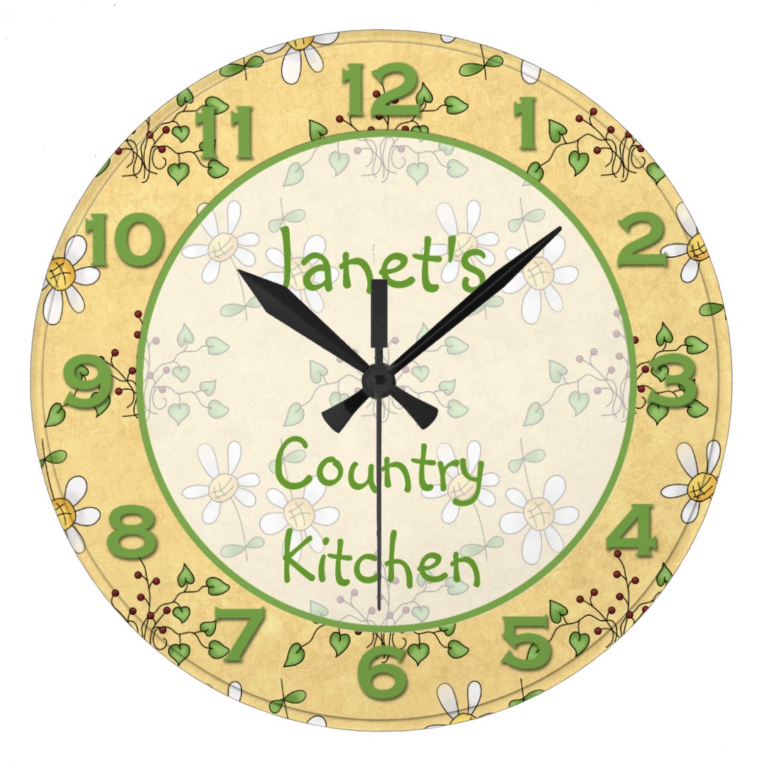 Daisy Yellow Green Country Clock Wall Clock | Zazzle
