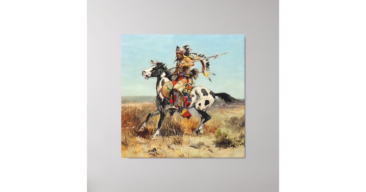 “Dakota Chief” Western Art by Charles M Russell Canvas Print | Zazzle