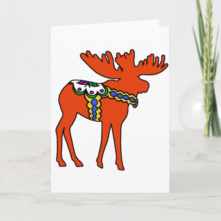 Dala Moose Holiday Card | Zazzle