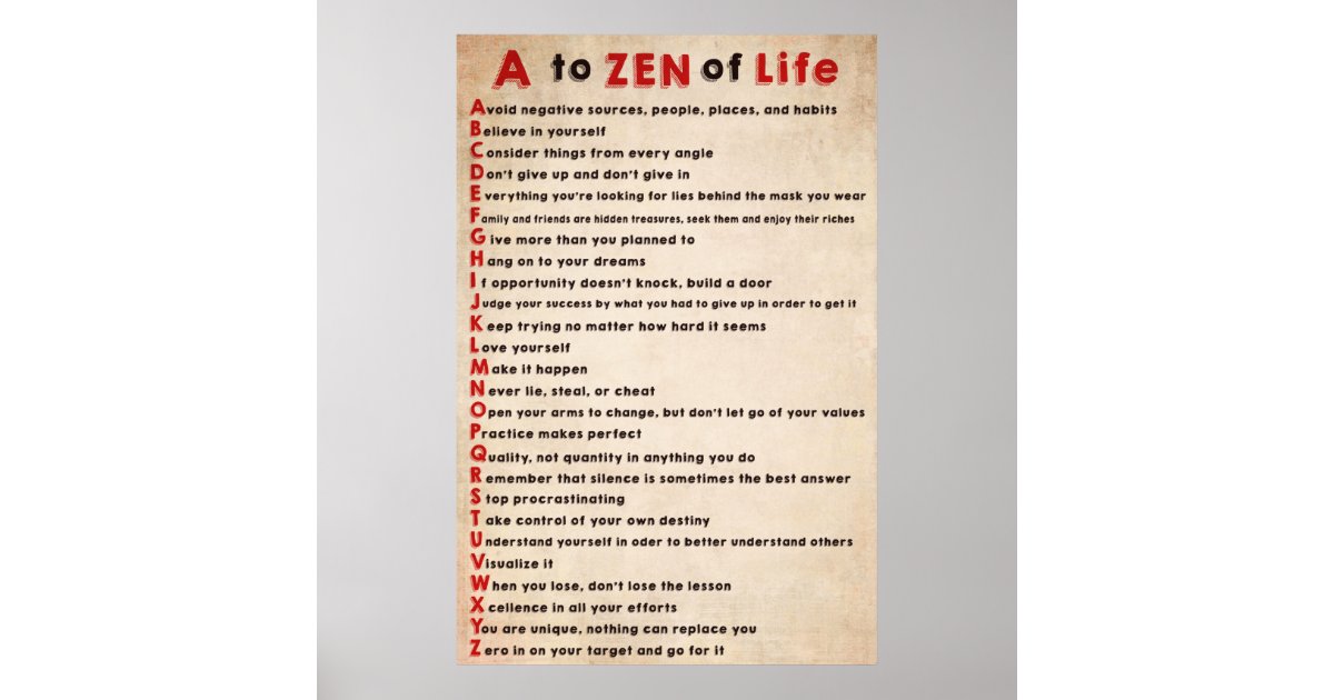 Dalai Lama Poster A to Zen of Life | Zazzle