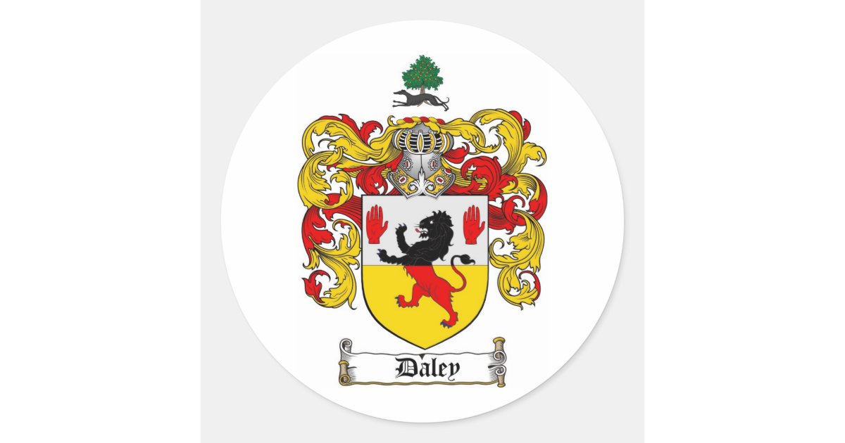 DALEY FAMILY CREST - DALEY COAT OF ARMS CLASSIC ROUND STICKER | Zazzle