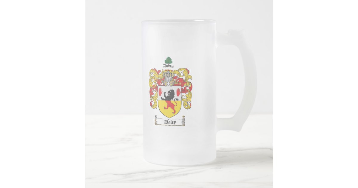DALEY FAMILY CREST - DALEY COAT OF ARMS FROSTED GLASS BEER MUG | Zazzle