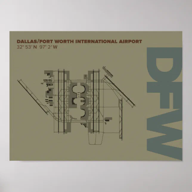Dallas/Ft. Worth Airport (DFW) Diagram Poster | Zazzle