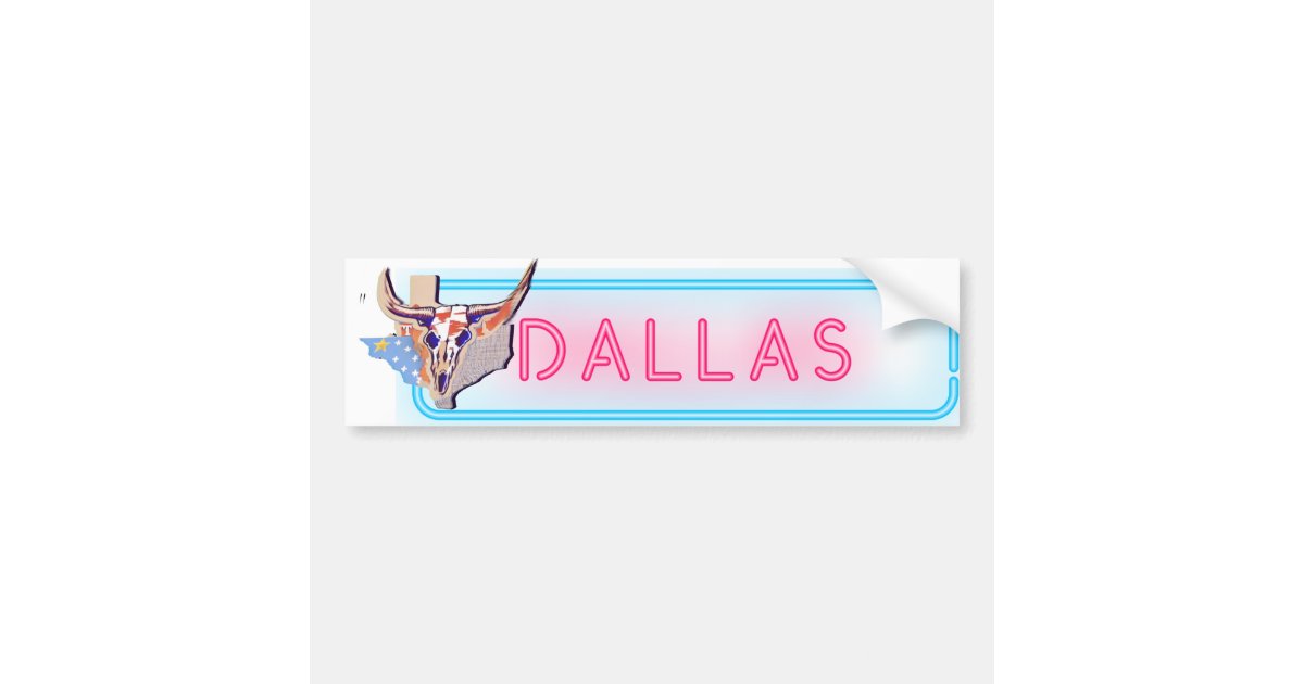 Dallas Longhorn Neon Bumper STICKER | Zazzle