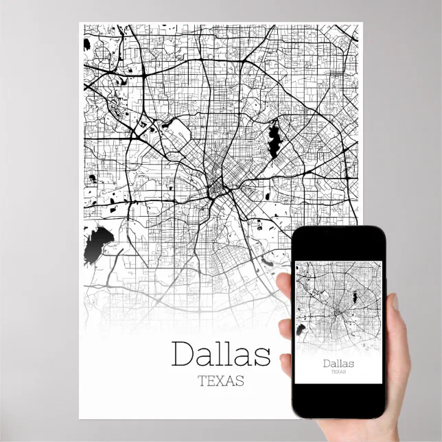 Dallas Map - Texas - City Map Poster | Zazzle