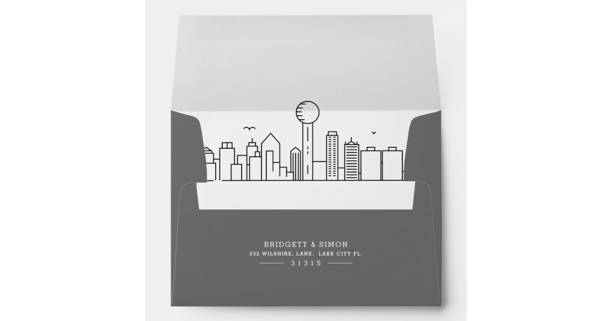 Dallas Modern Deco | Skyline Reveal Envelope | Zazzle