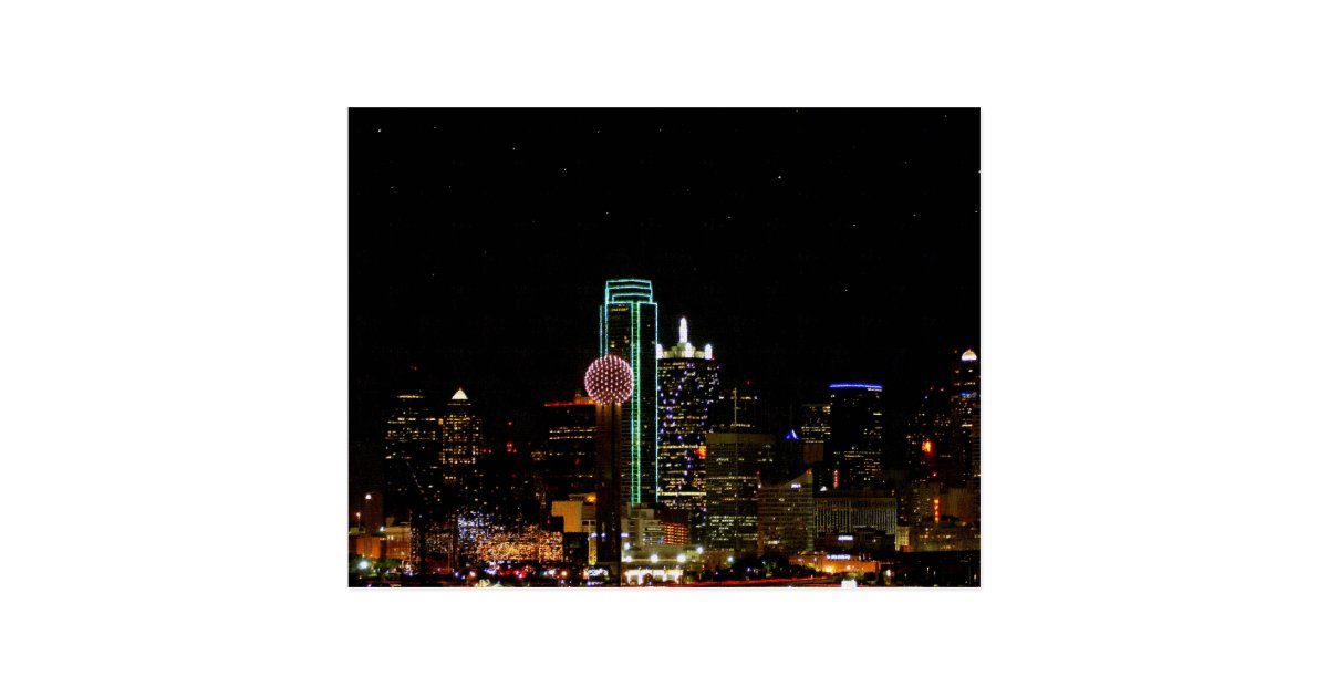 Dallas Skyline at Night Postcard | Zazzle.com