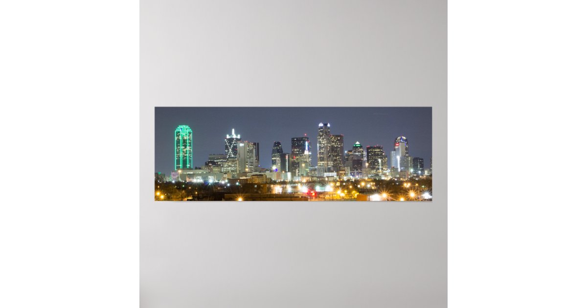 Dallas Skyline at night Poster | Zazzle