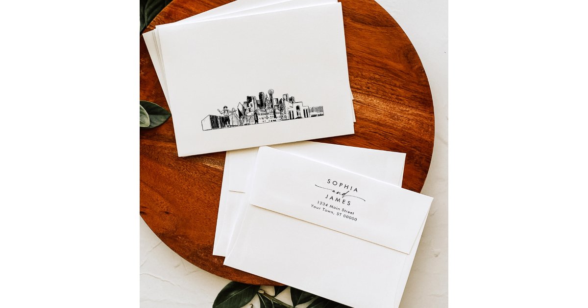 Dallas Skyline Wedding Cityscape Envelope | Zazzle