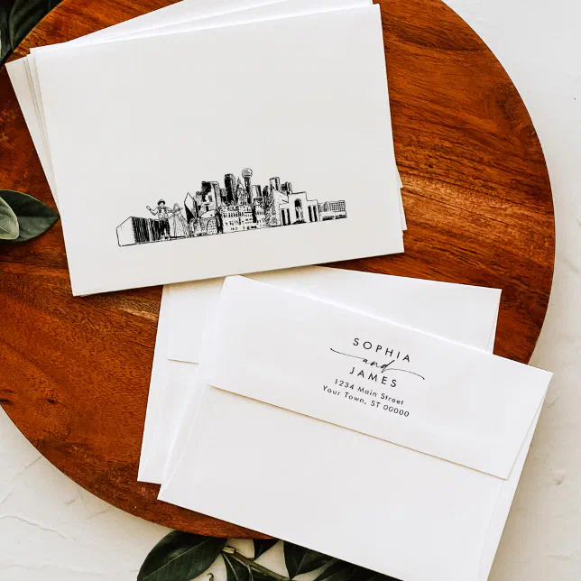 Dallas Skyline Wedding Cityscape Envelope | Zazzle