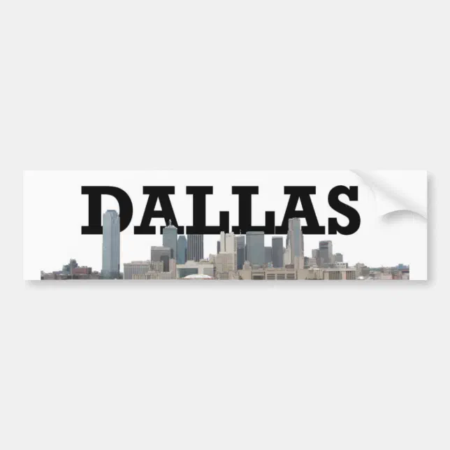 Dallas Skyline with Dallas in the Sky Bumper Sticker | Zazzle