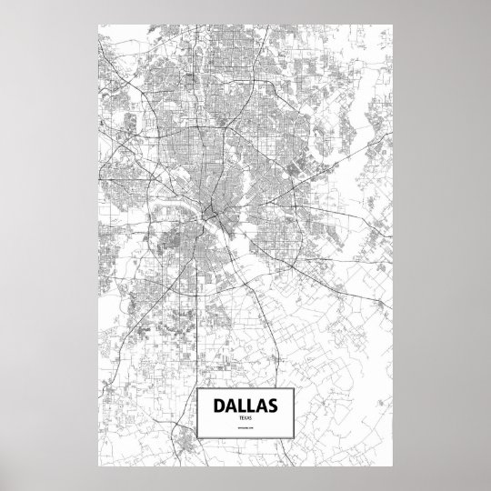 Dallas, Texas (black on white) Poster | Zazzle.com