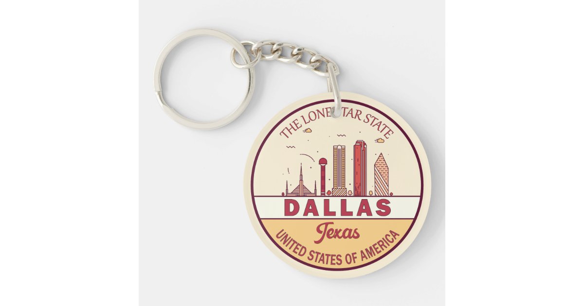 Dallas Texas City Skyline Emblem Keychain | Zazzle