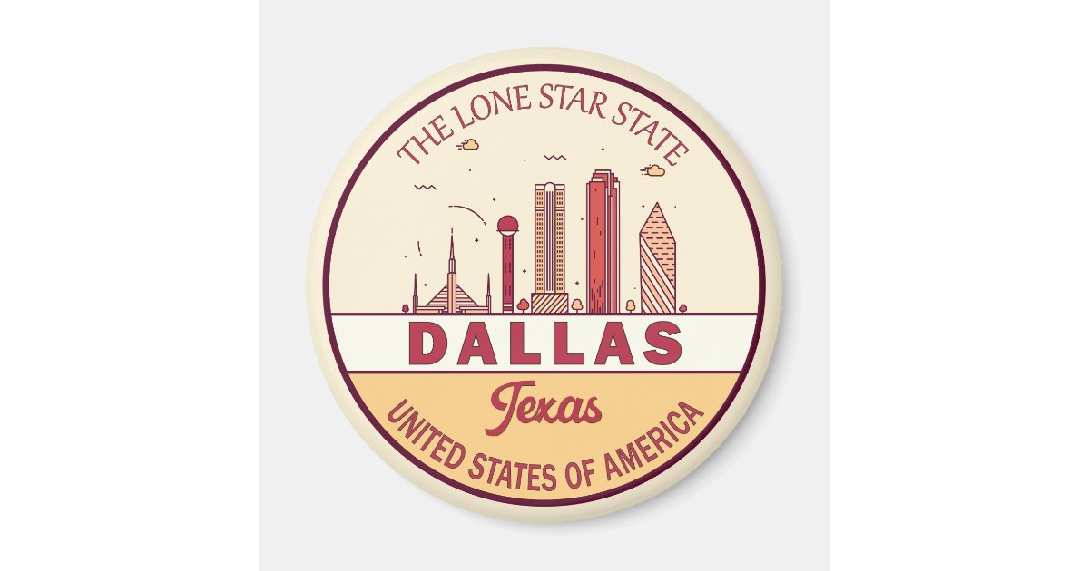 Dallas Texas City Skyline Emblem Magnet | Zazzle