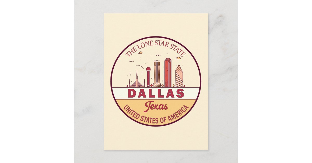 Dallas Texas City Skyline Emblem Postcard | Zazzle