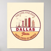 Dallas Texas City Skyline Emblem Poster | Zazzle