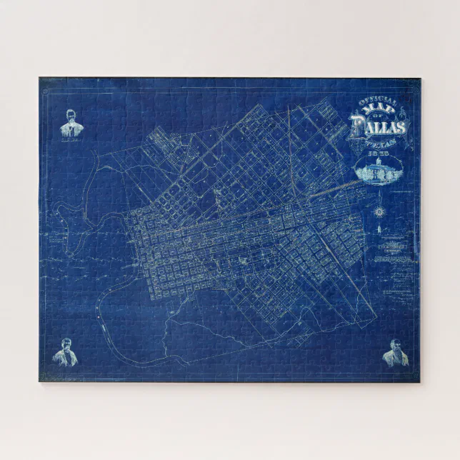 Dallas Texas Official 1875 Detailed Blueprint Map Jigsaw Puzzle | Zazzle