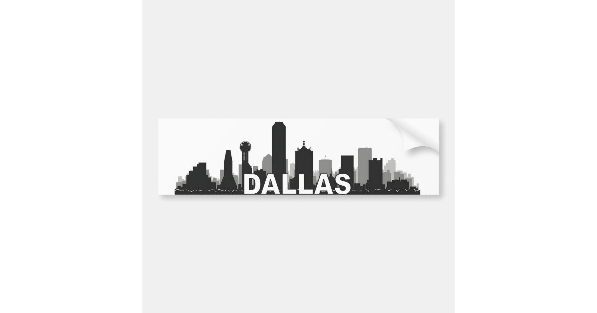 Dallas Texas Skyline Bumper Sticker | Zazzle