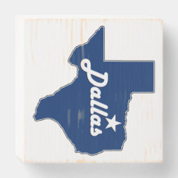 Dallas, Texas State Map Outline with DFW Lone Star Wooden Box Sign | Zazzle