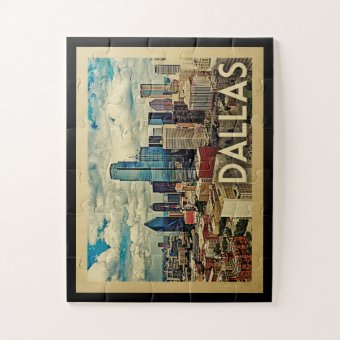 Dallas Texas Vintage Travel Jigsaw Puzzle | Zazzle