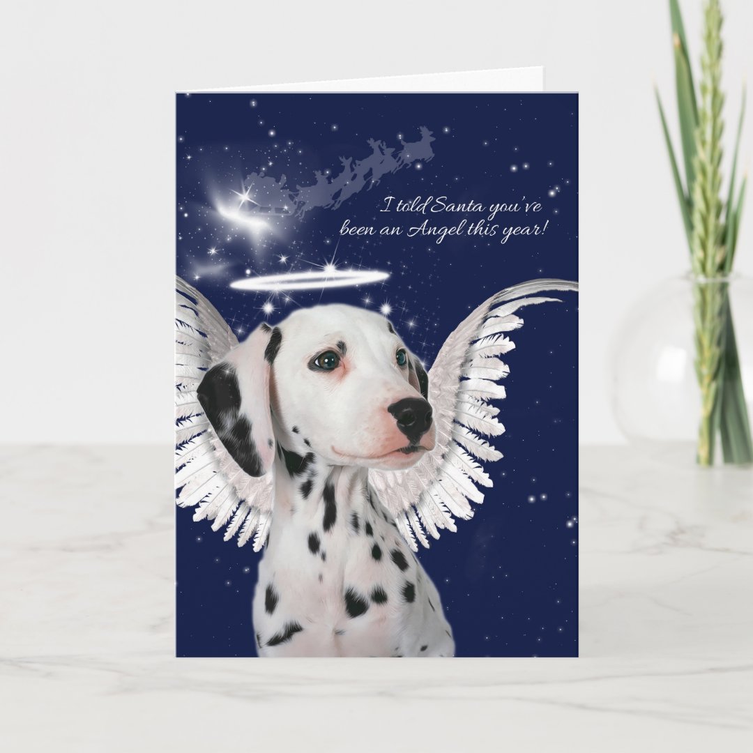 Dalmatian Angel Dog with Wings Christmas Holiday Card | Zazzle