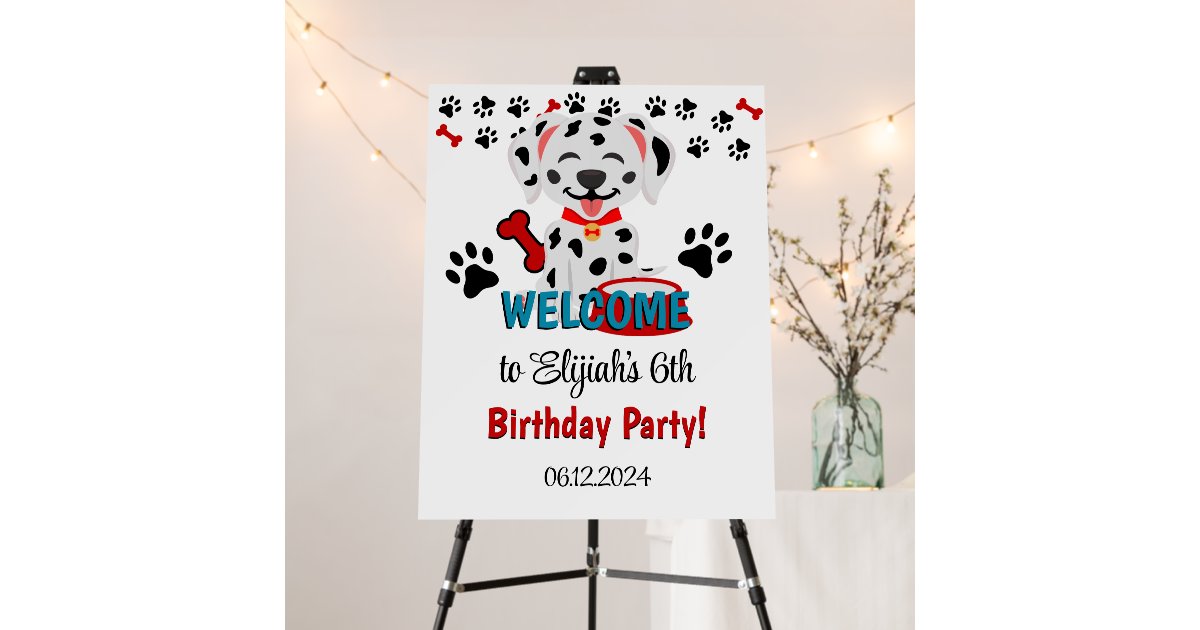 Dalmatian Birthday Party Welcome Sign | Zazzle