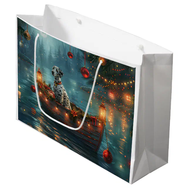 Dalmatian Christmas Festive Voyage Large Gift Bag | Zazzle