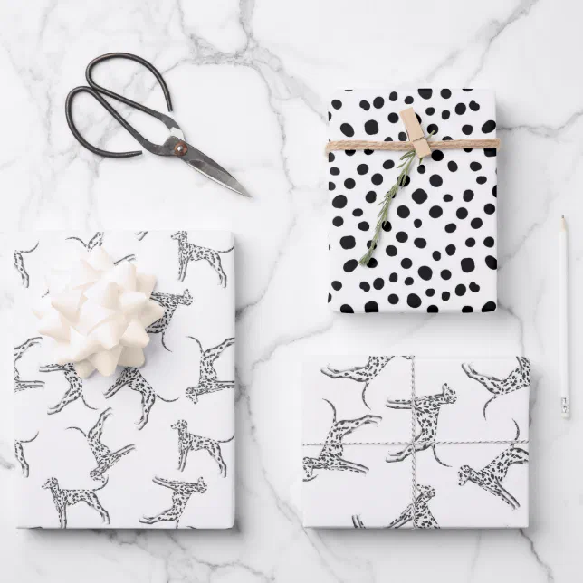 Dalmatian dogs black and white wrapping paper sheets | Zazzle